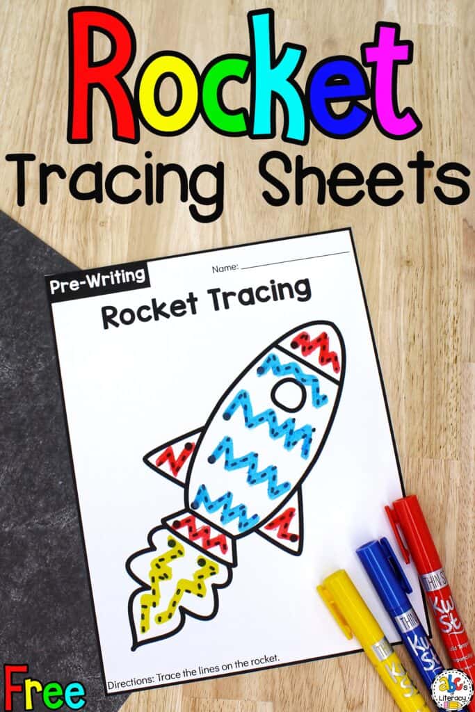 Rocket Tracing Worksheets for Preschool