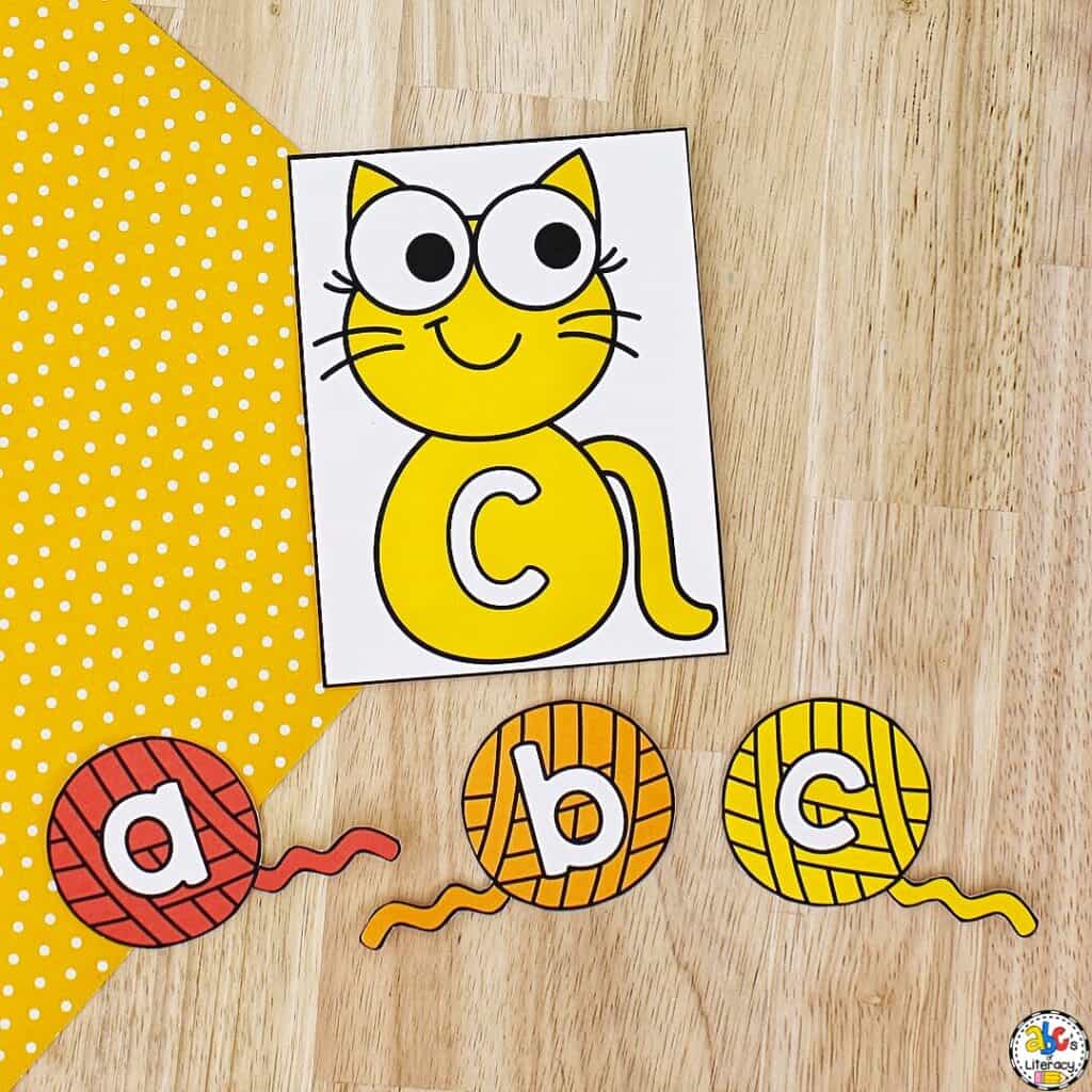 Cat & Yarn Letter Match Activity