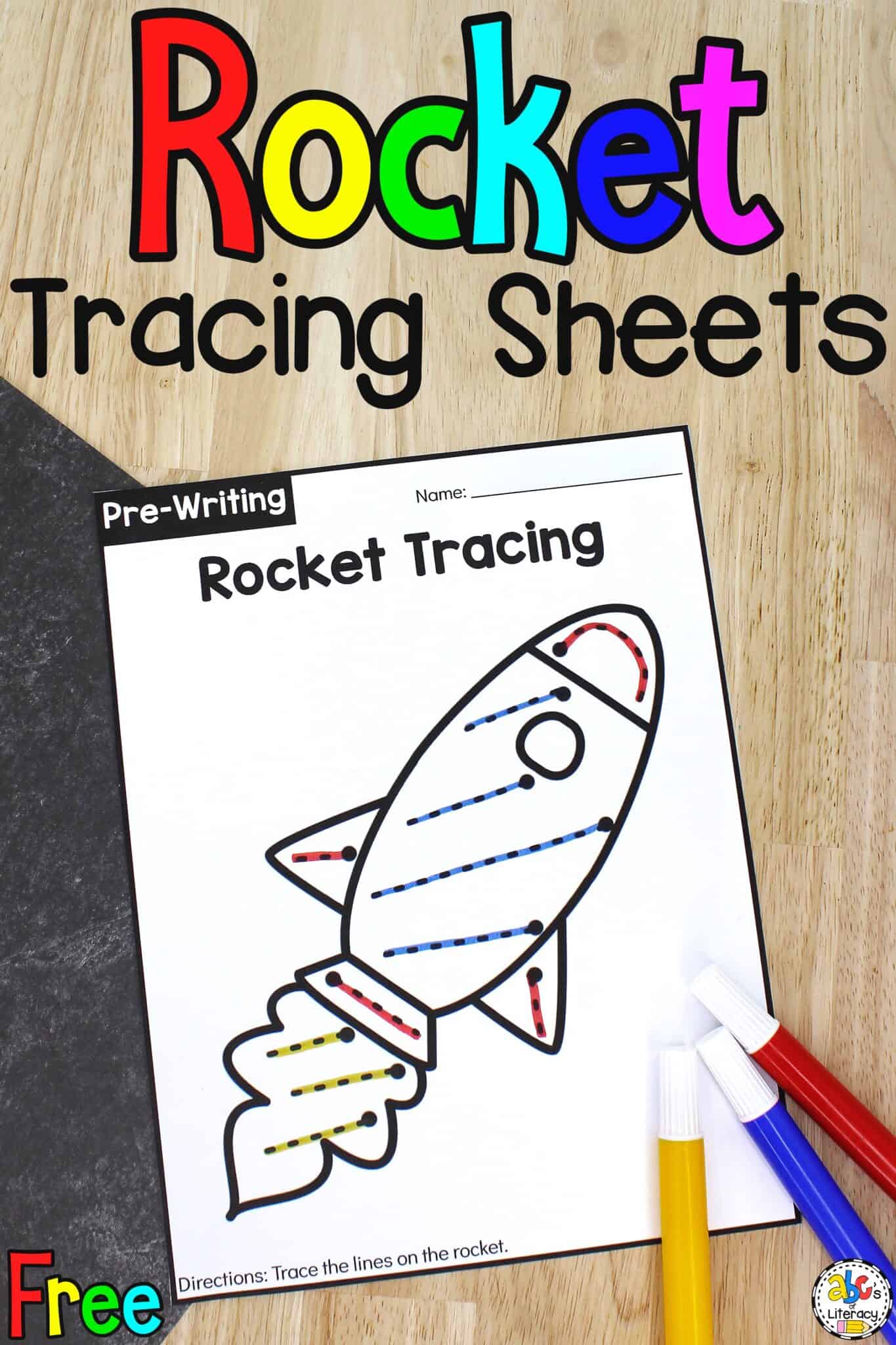 Rocket Tracing Worksheets for Preschool