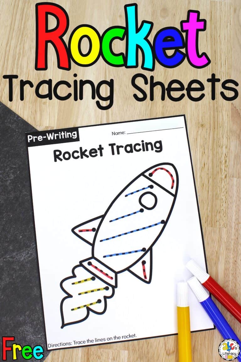 Rocket Tracing Worksheets for Preschool
