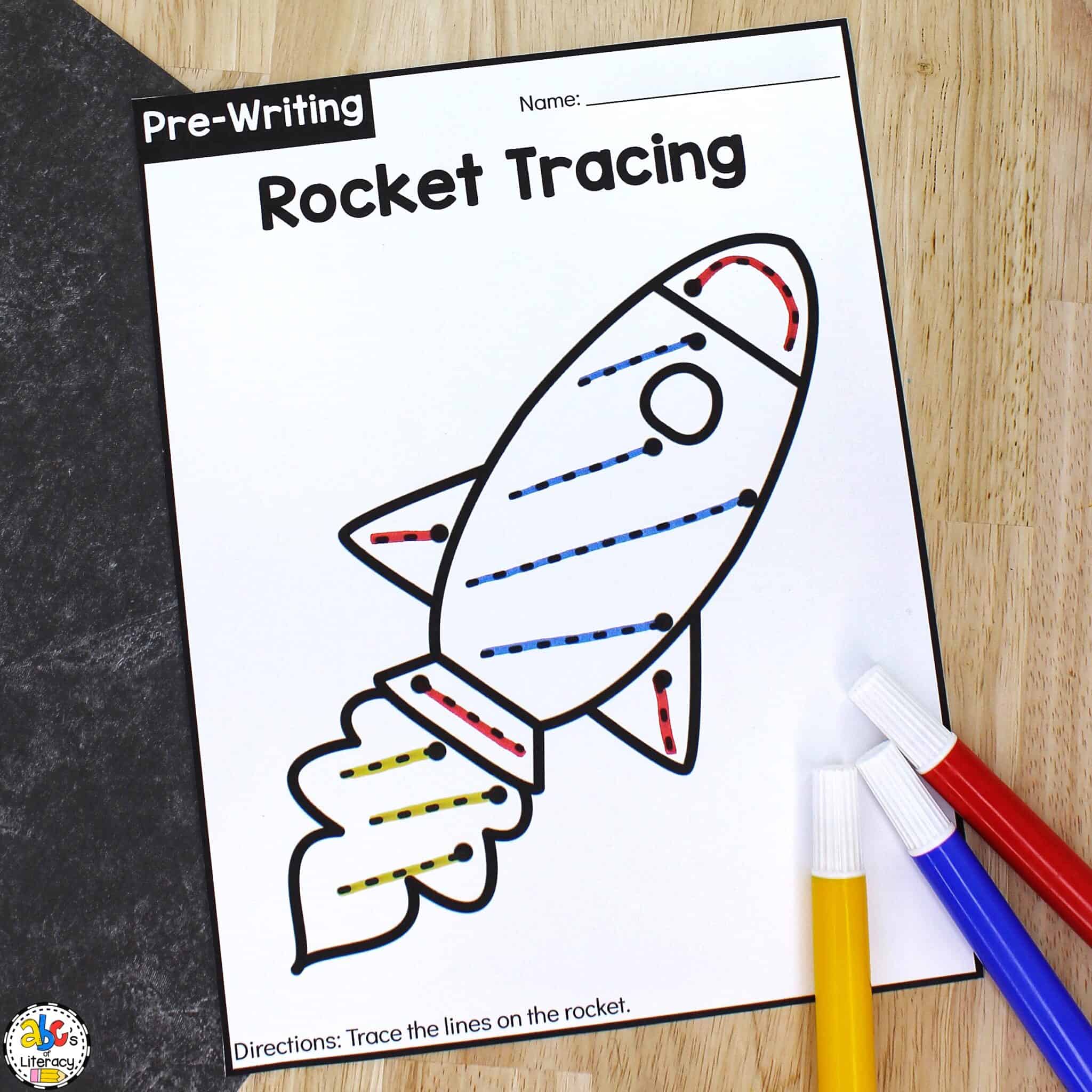 Rocket Tracing Worksheets for Preschool