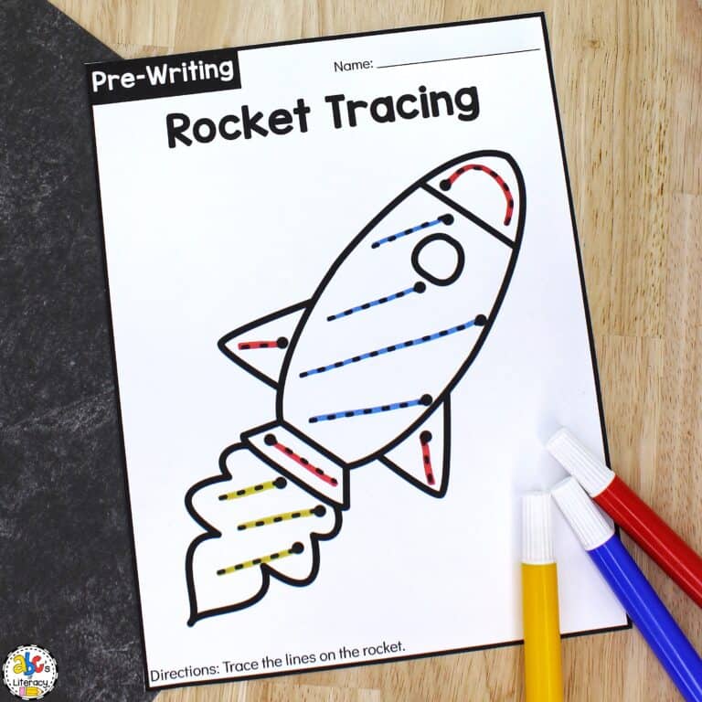 Rocket Tracing Worksheets for Preschool
