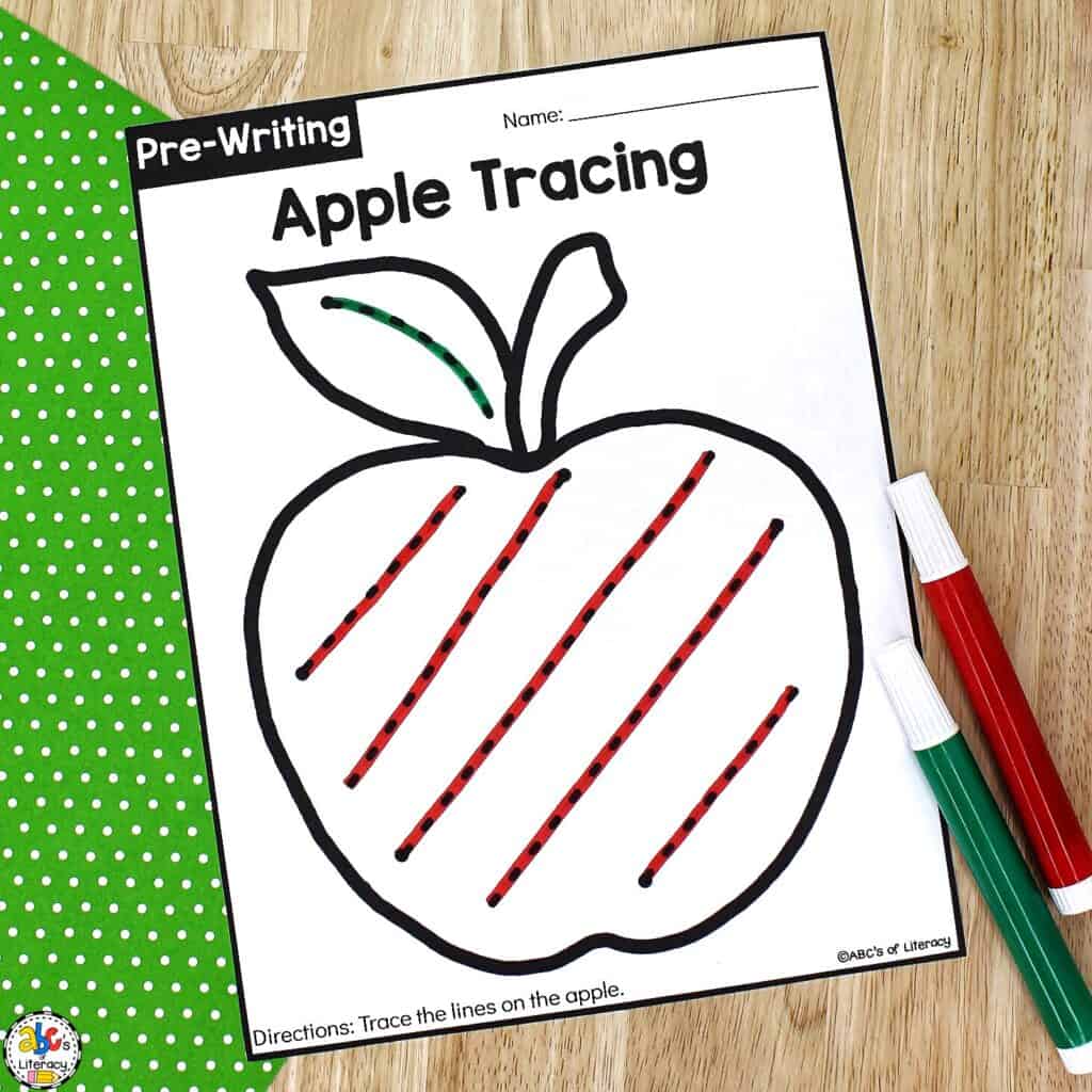 Apple Tracing Worksheets: Preschool Worksheets