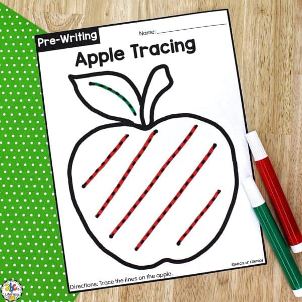 Apple Tracing Worksheets: Preschool Worksheets