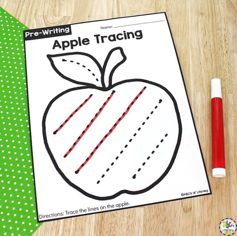 Apple Tracing Worksheets: Preschool Worksheets