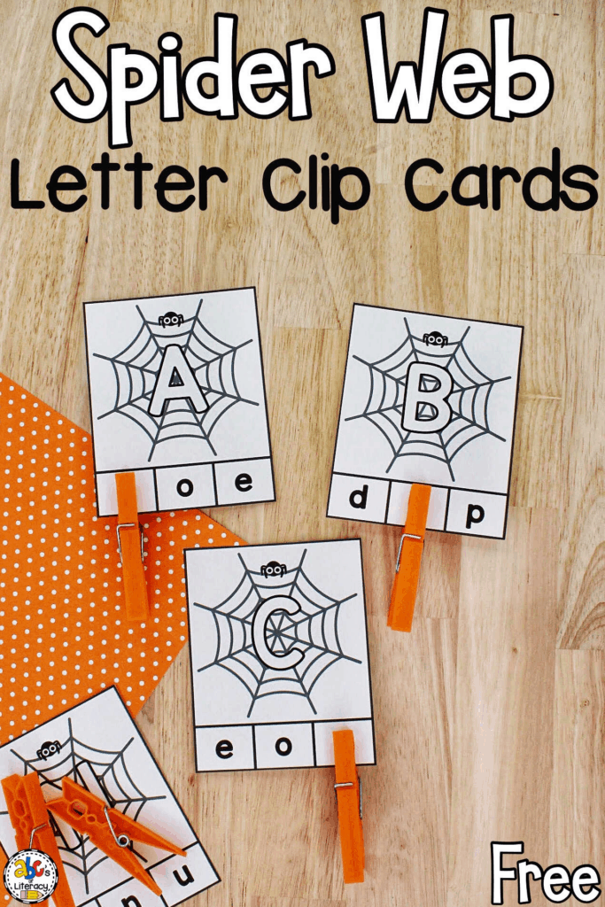 Spider Web Letter Clip Cards