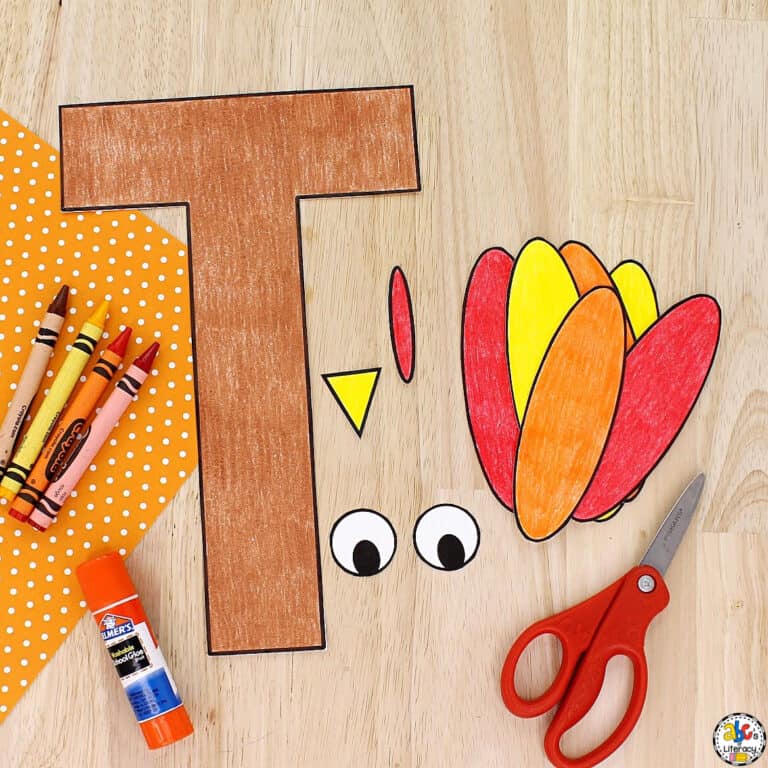 Letter T Turkey Craft: Thanksgiving Letter Recognition Activity