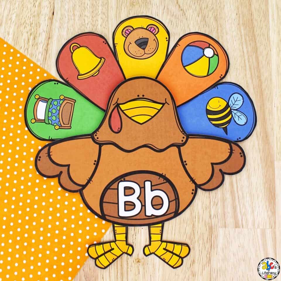 Turkey Beginning Sounds Activity: Thanksgiving Phonics Activity
