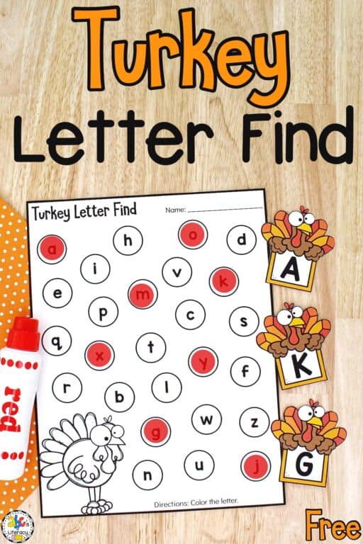 Turkey Alphabet Sensory Bin