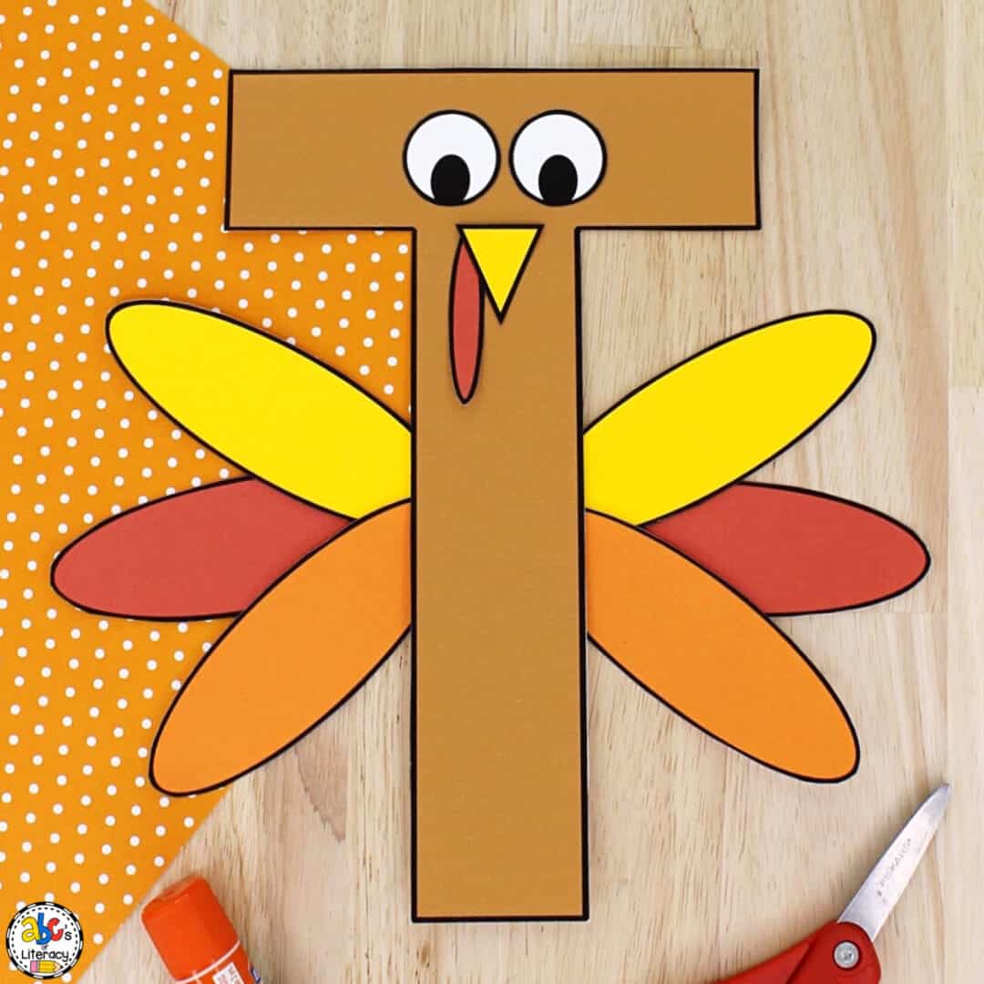 Letter T Turkey Craft: Thanksgiving Letter Recognition Activity