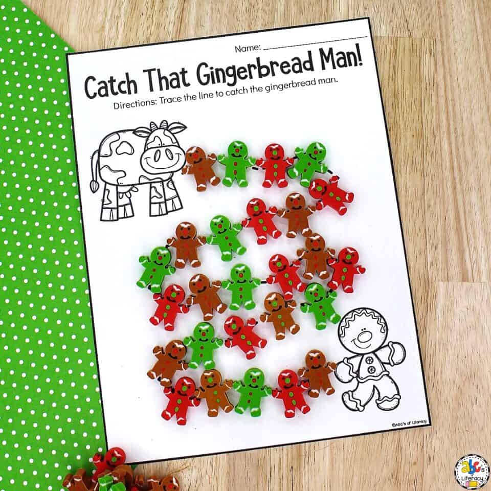 Catch That Gingerbread Man Tracing Worksheets