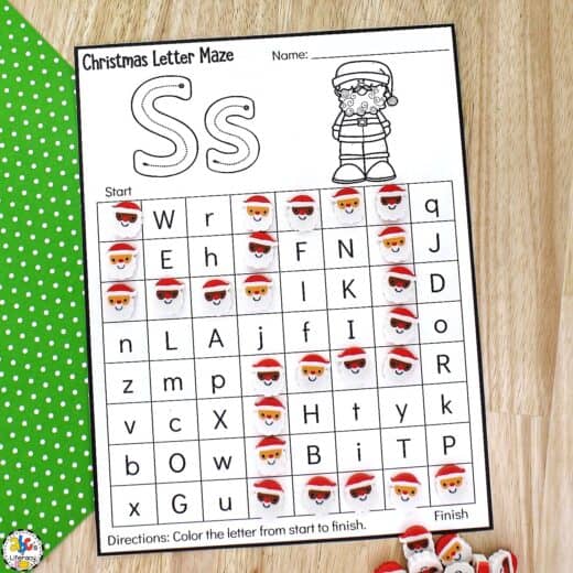 Christmas Letter Maze Preschool Worksheets