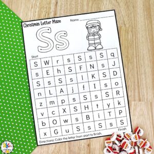 Christmas Letter Maze Preschool Worksheets