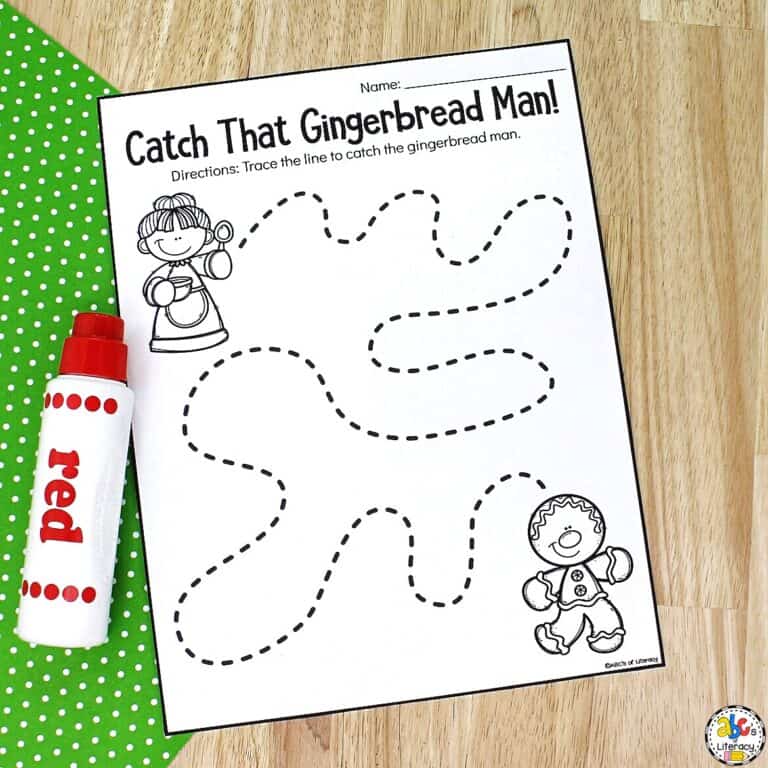 Catch That Gingerbread Man Tracing Worksheets
