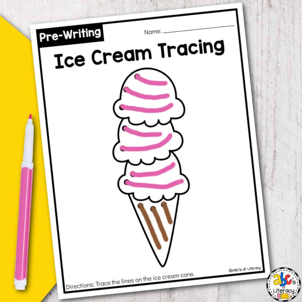 Ice Cream Tracing Worksheets