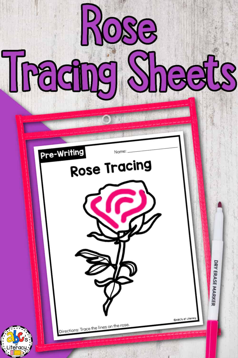 Rose Tracing Worksheets