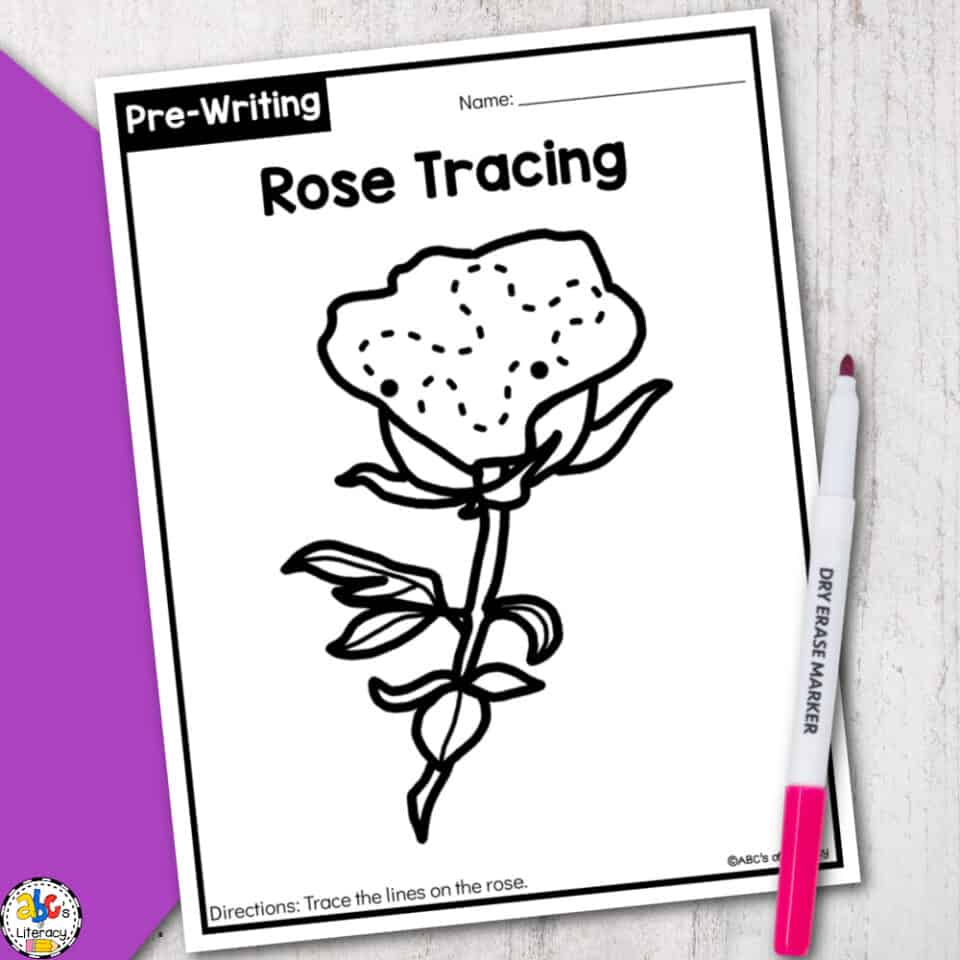 Rose Tracing Worksheets