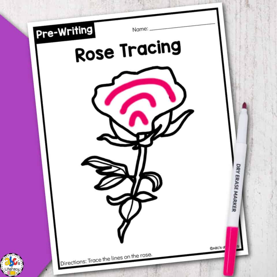 Rose Tracing Worksheets