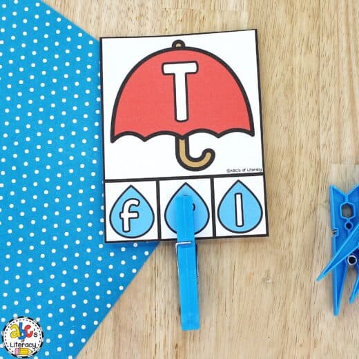 Umbrella Alphabet Clip Cards