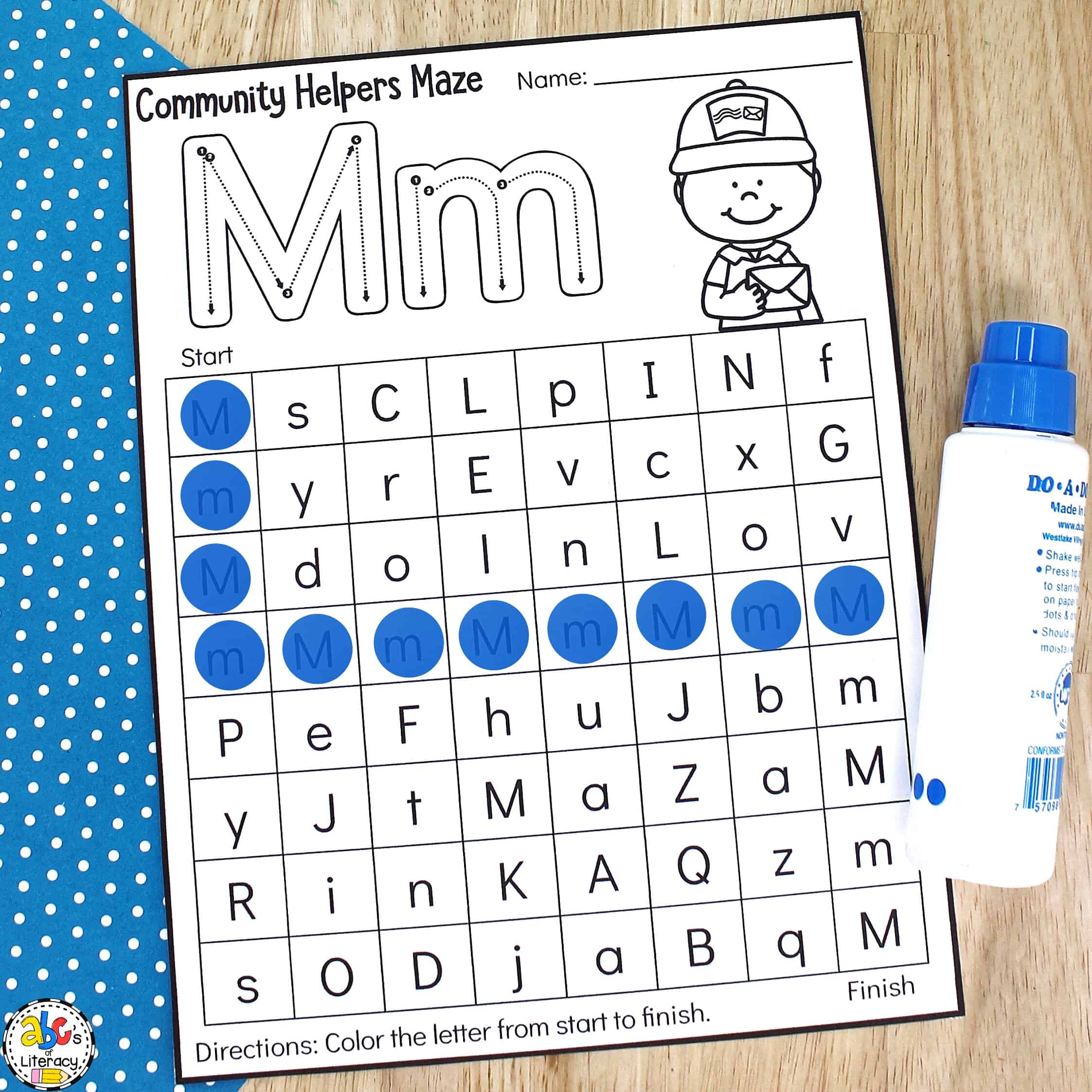 Community Helpers Letter Maze Worksheets