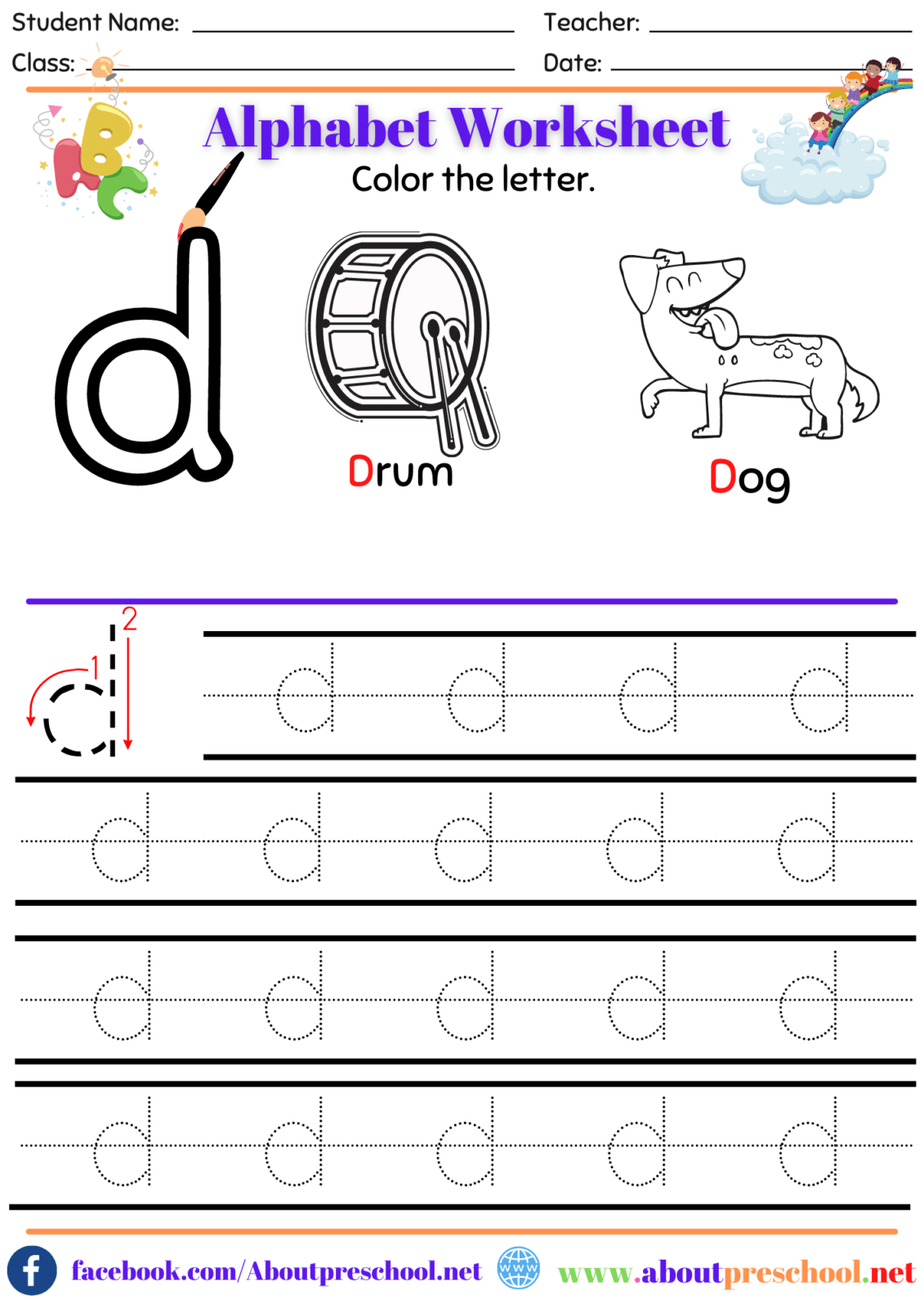 Alphabet D Worksheet Archives - About Preschool