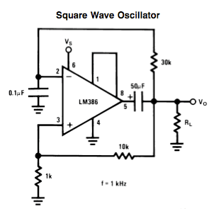 LM386 Square-wave Oscillator – notes to self