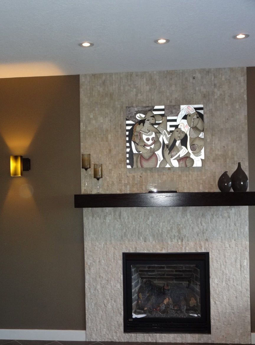 Split Face Mosaic Tile Fireplace | Home Design Ideas