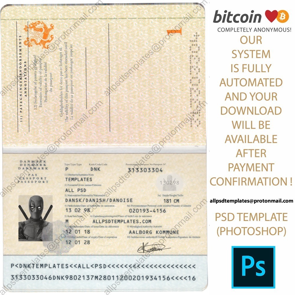 Denmark Passport Template - ALL PSD TEMPLATES