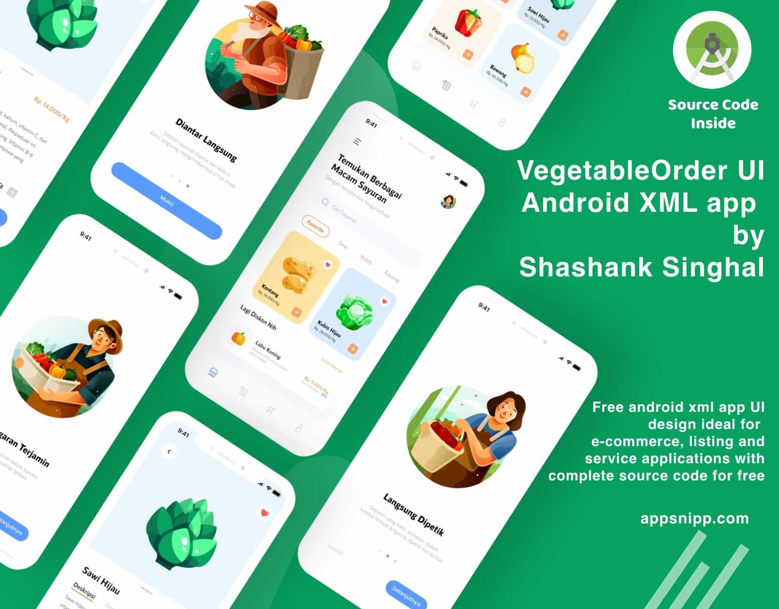 Free vegetable Order UI app for android xml by Shashank Singhal