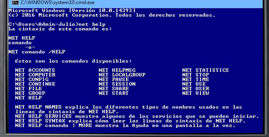 Como usar los comandos net en Windows - apuntesjulio