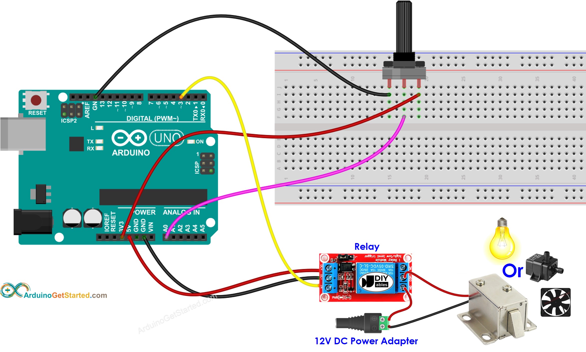 Arduino Potentiometer Triggers Relay Arduino Tutorial