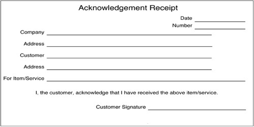 acknowledgement slip sample