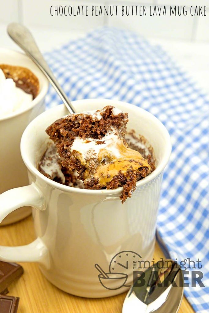 Chocolate Peanut Butter Lava Mug Cake - The Midnight Baker