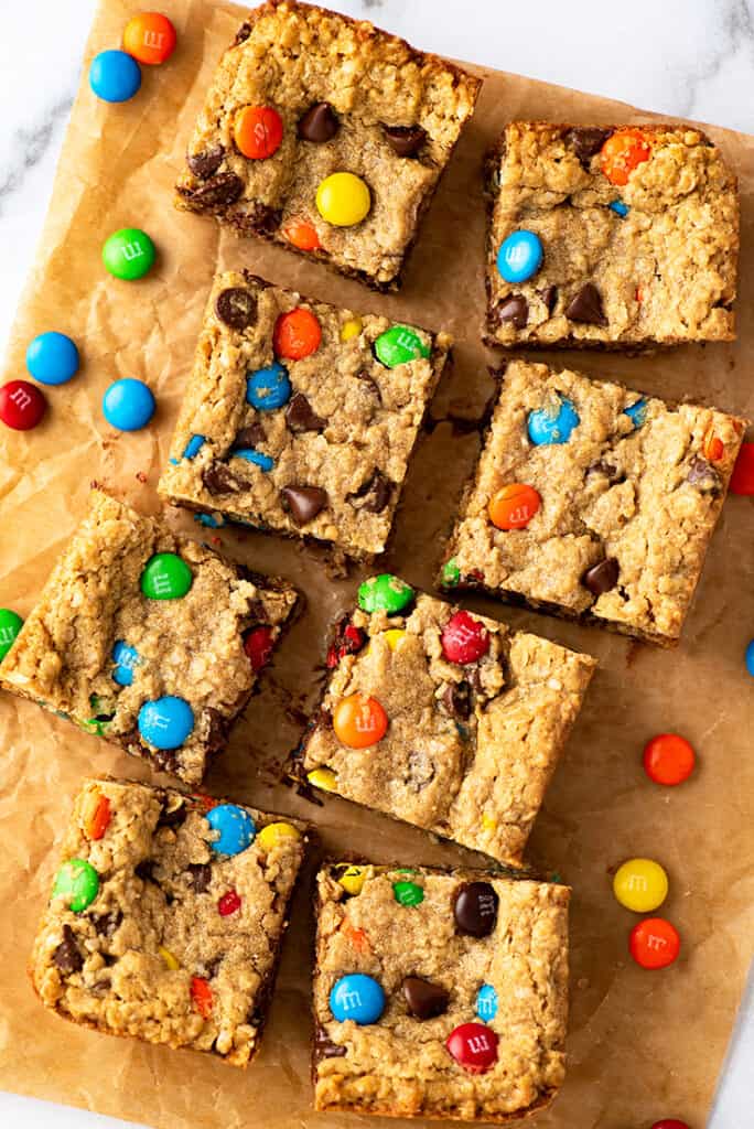Small-batch Monster Cookie Bars - Baking Mischief