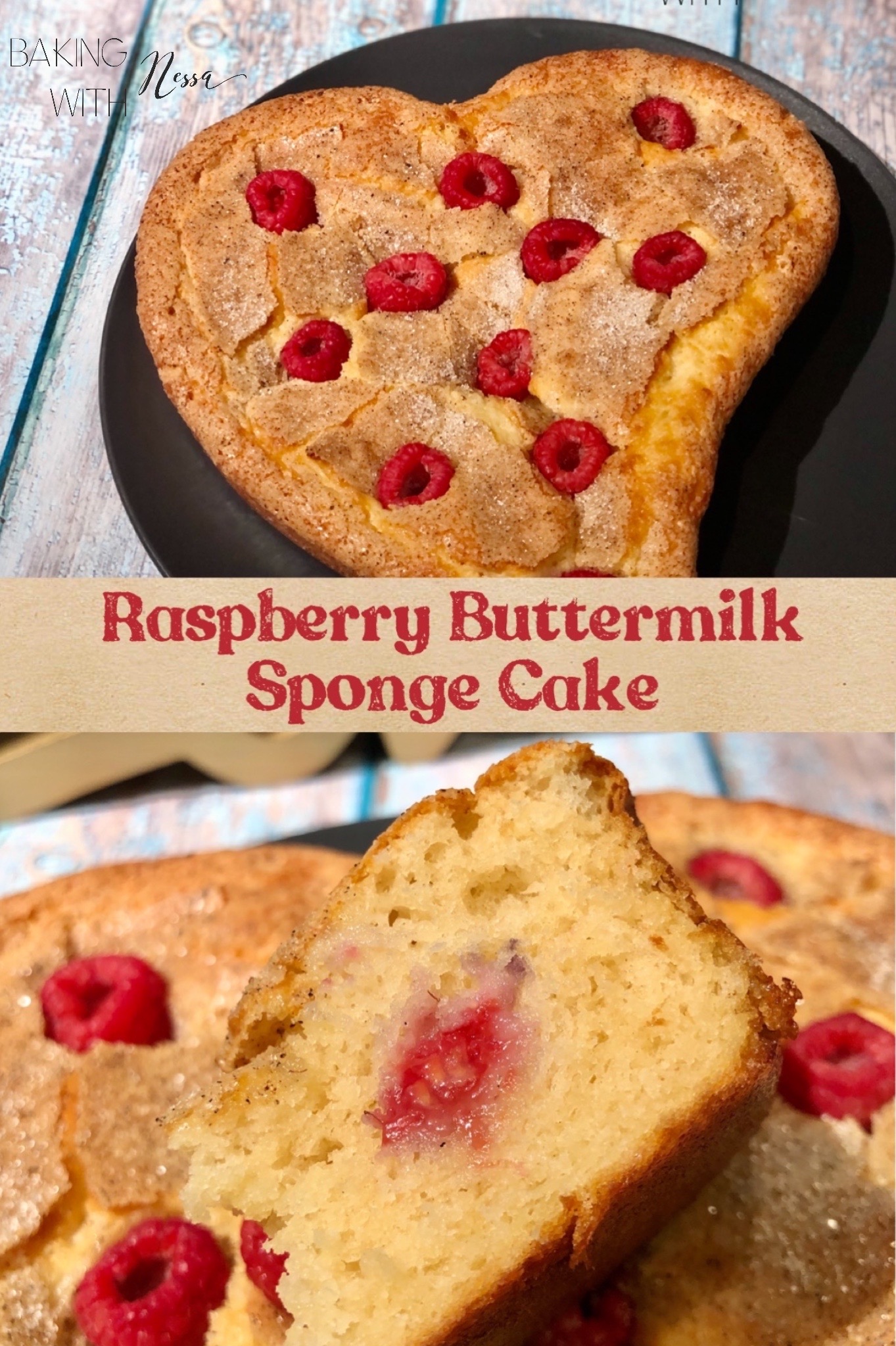 Raspberry Buttermilk Sponge Cake - Baking with Nessa