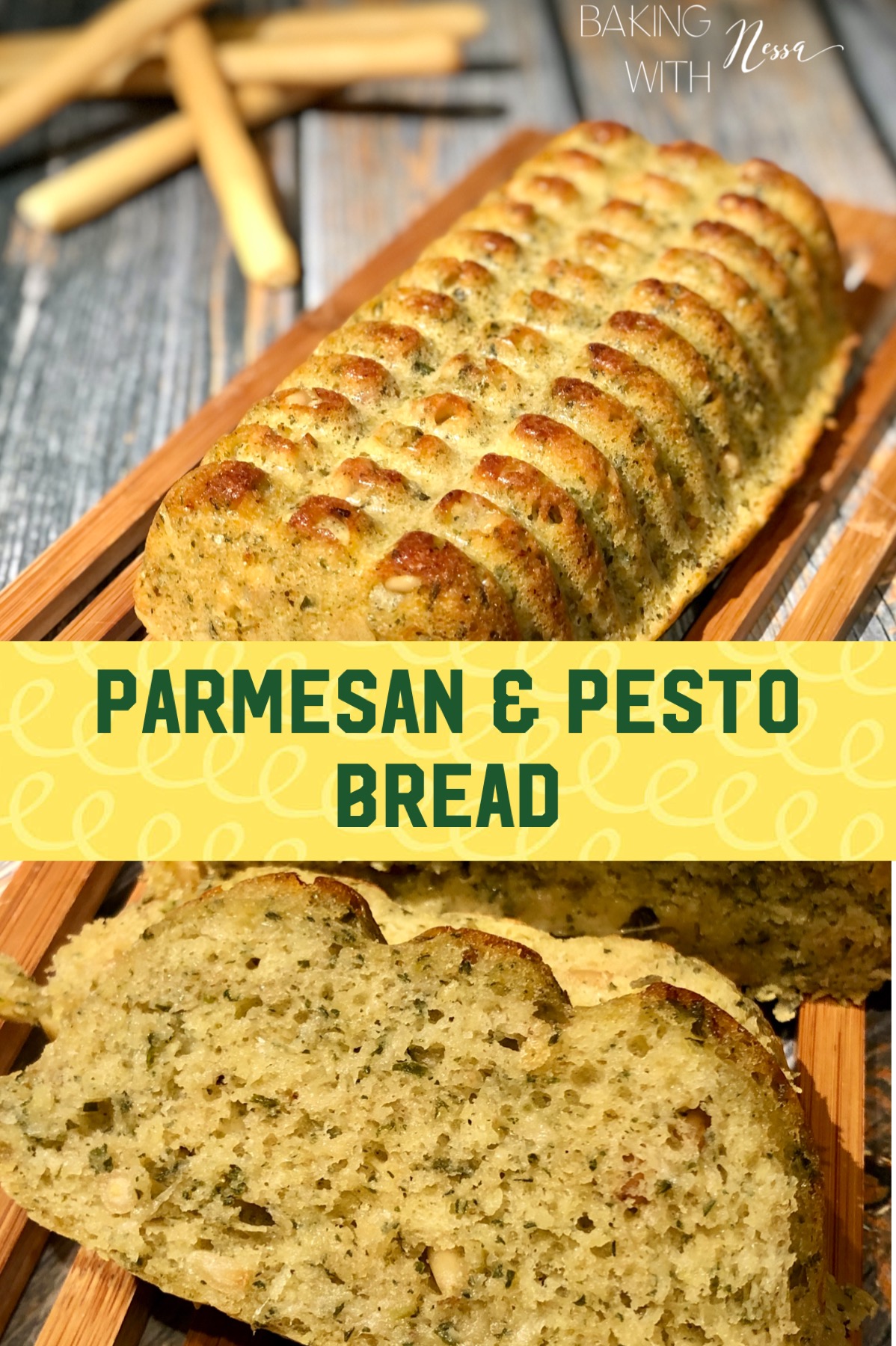 Parmesan and Pesto Bread - Baking with Nessa