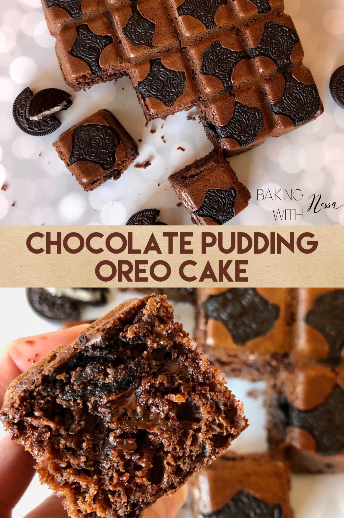 Chocolate Pudding Oreo Cake - Baking with Nessa