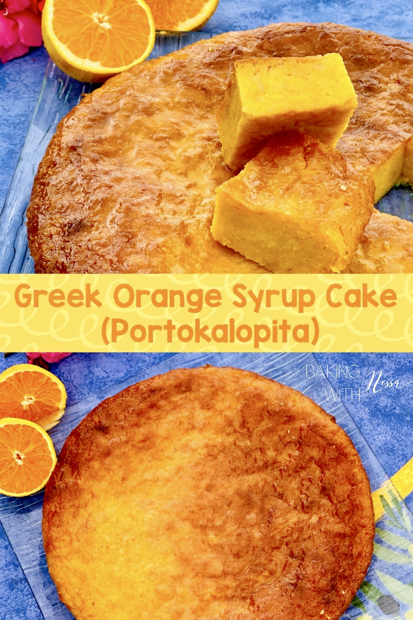 Greek Orange Syrup Cake (Portokalopita) - Baking with Nessa