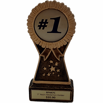 7" Resin Medallion Holder Trophy - Benchmark | Awards Apparel Design