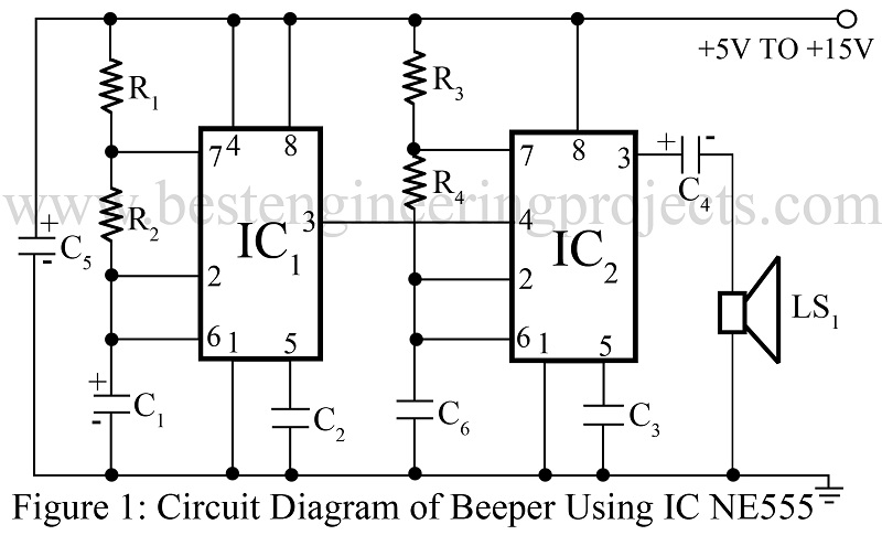 Beeper Circuit Using Timer Ic 555 Best Engineering Projects