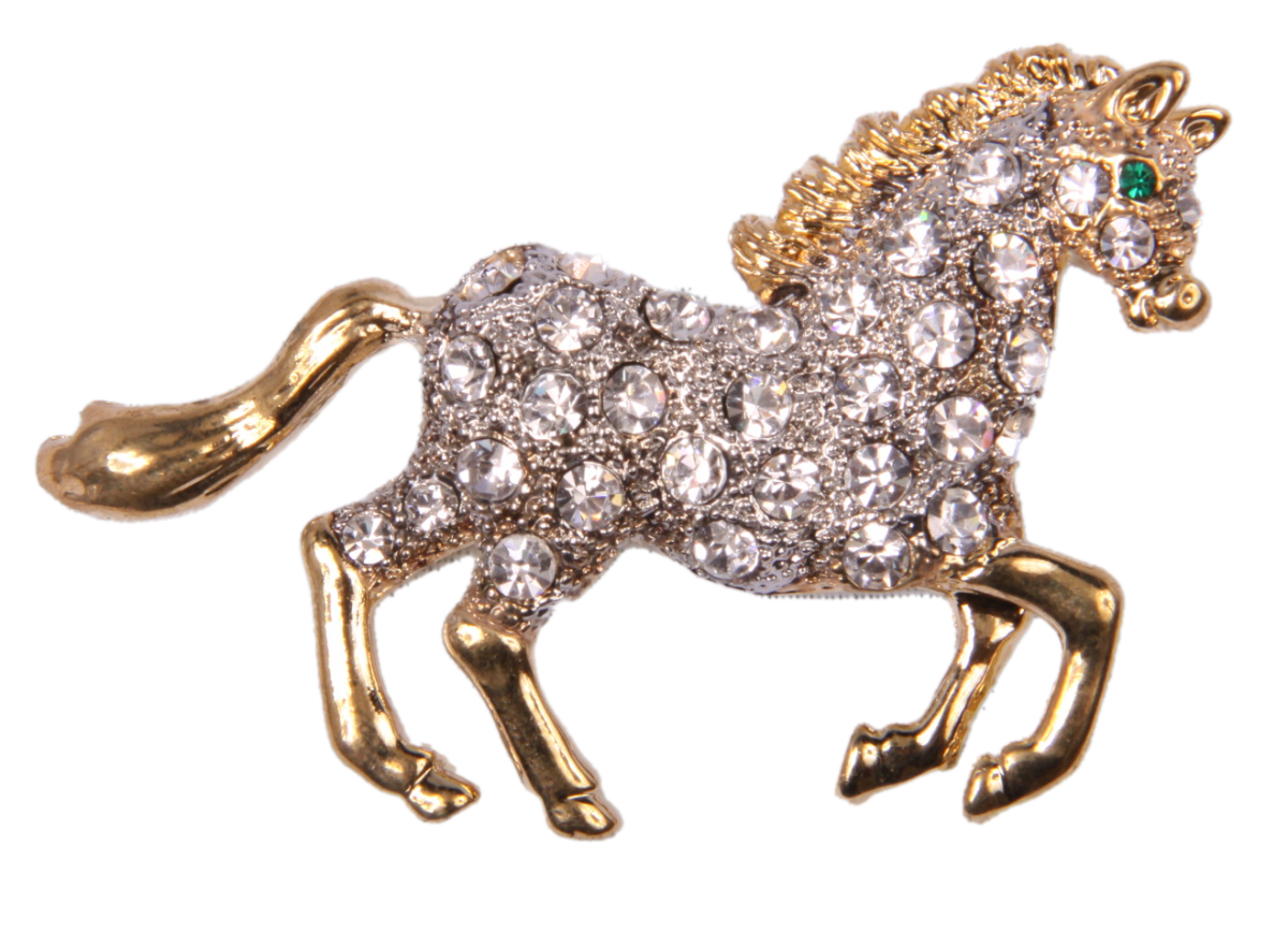 Pin Art Rhinestone Galloping Horse Pin - Big Black Horse, LLC