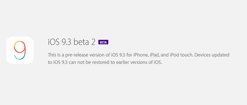 iOS 9.3 Beta 2 Release Notes - BTNHD