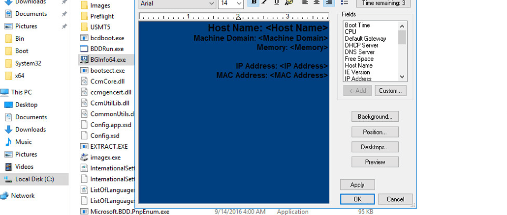 Configure Bginfo Within Mdt 8443 Btnhd 