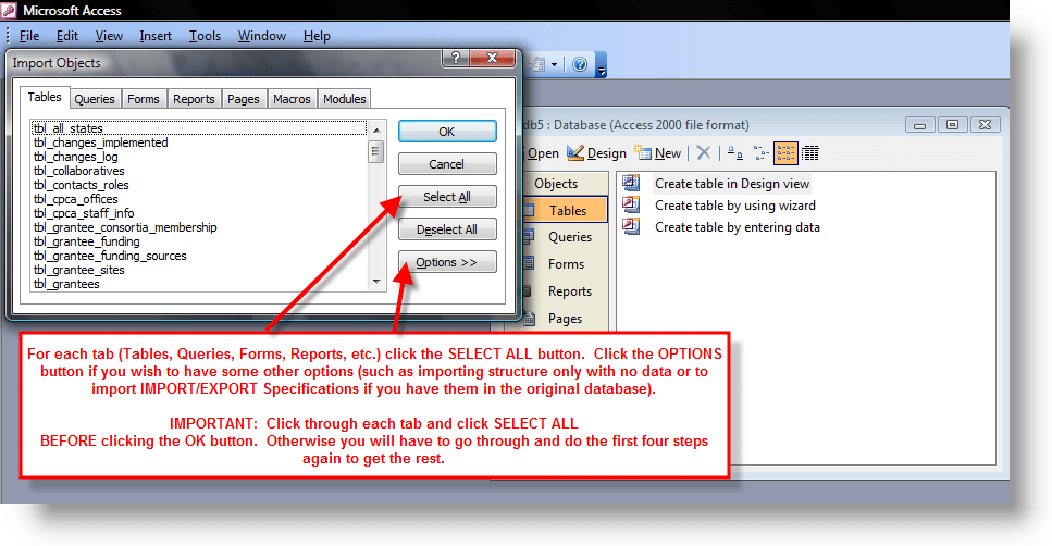 How To Import Everything Into A New Mdb File | BTAB Development