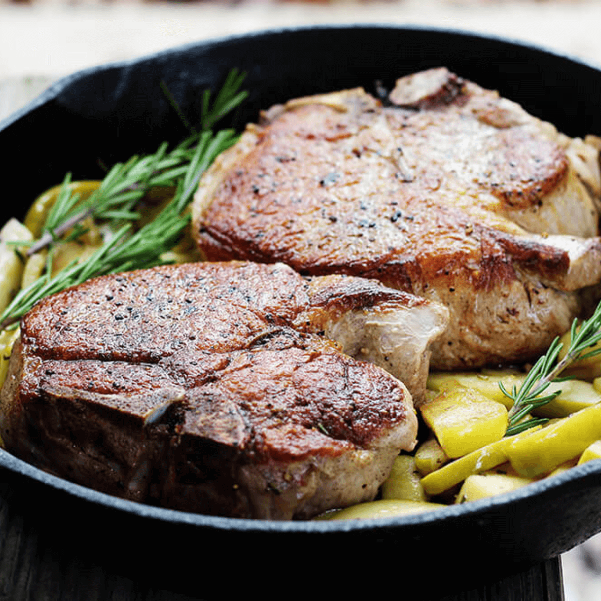 Rosemary Pork Chops with Apples - Buy This Cook That