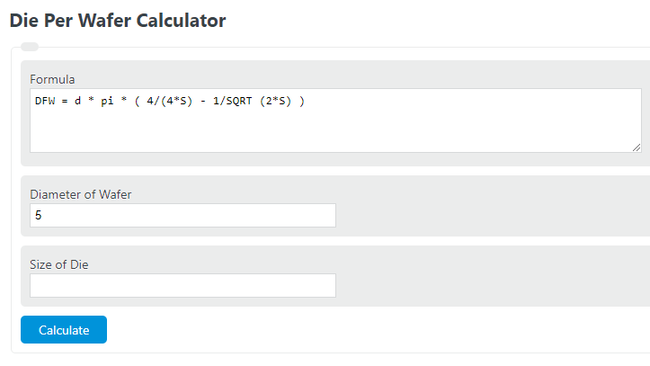 Die Per Wafer Calculator