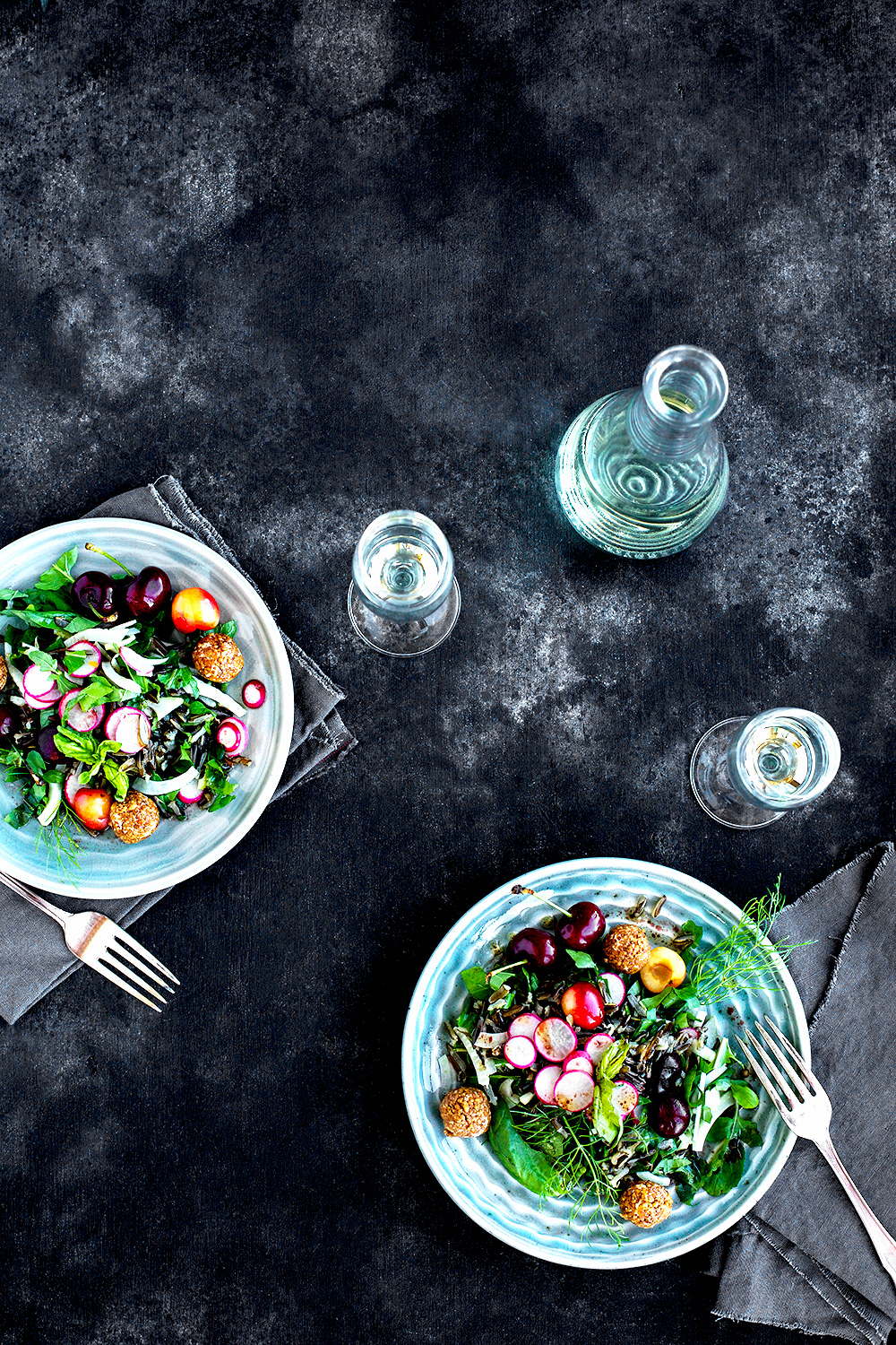 Cherry Wild Rice Salad with Toasted Walnut Chevre Balls and a Hibiscus ...