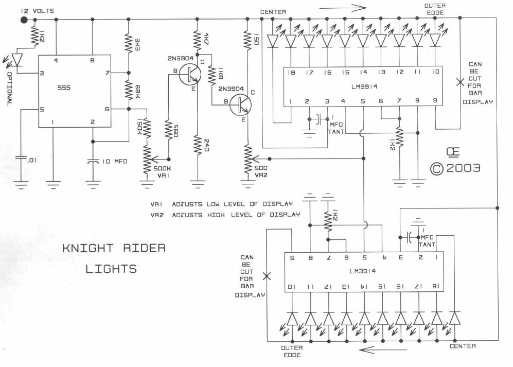 Knight Rider Scanner 16 Led Chaser Circuit Diagram - Circuit Diagram