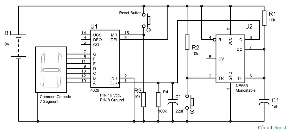 7 Segment Counter Circuit Diagram