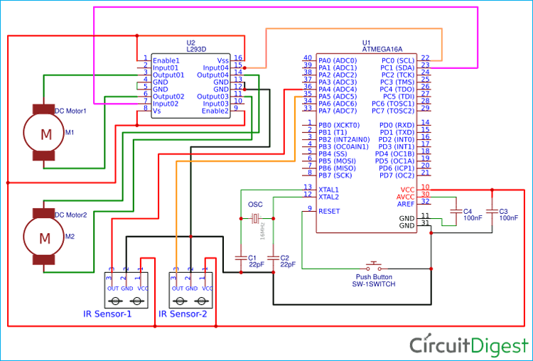 Line Follower Robot Circuit Diagram Using Microcontrollers Wiring Diagram